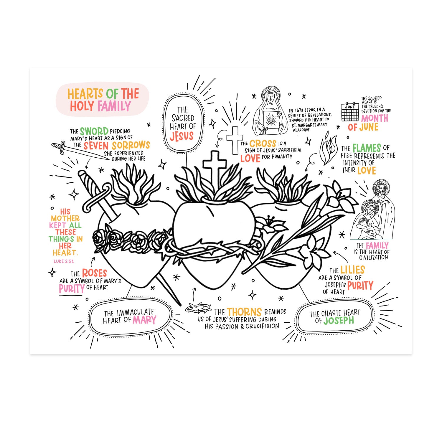 Holy Family Hearts Jumbo Activity Sheet - 3 pack – Catholic Family Crate