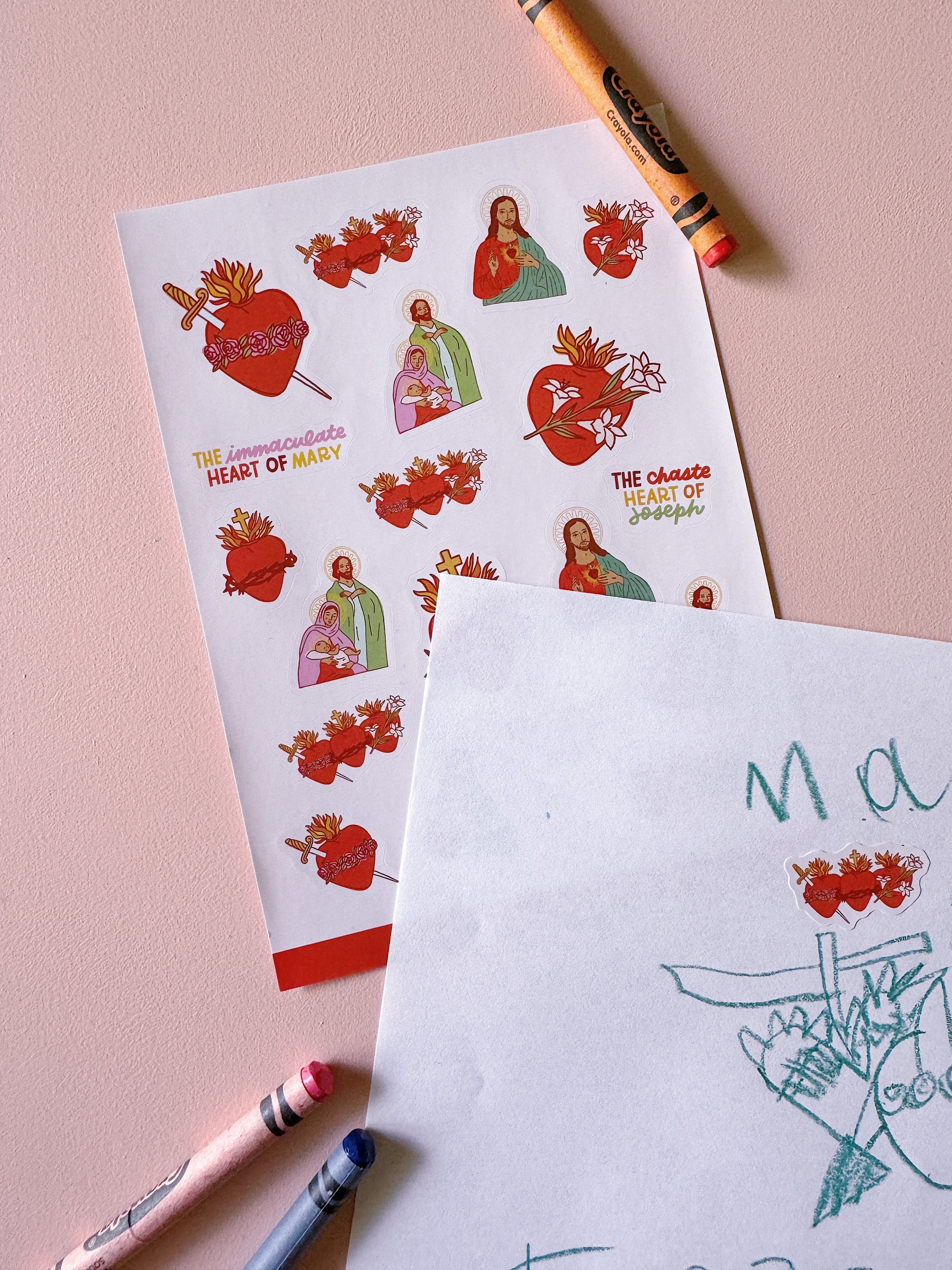 Holy Family Hearts Sticker Sheet - 5 Pack – Catholic Family Crate