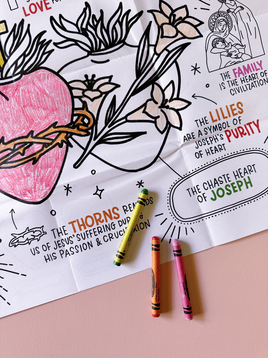 Holy Family Hearts Jumbo Activity Sheet - 3 pack – Catholic Family Crate