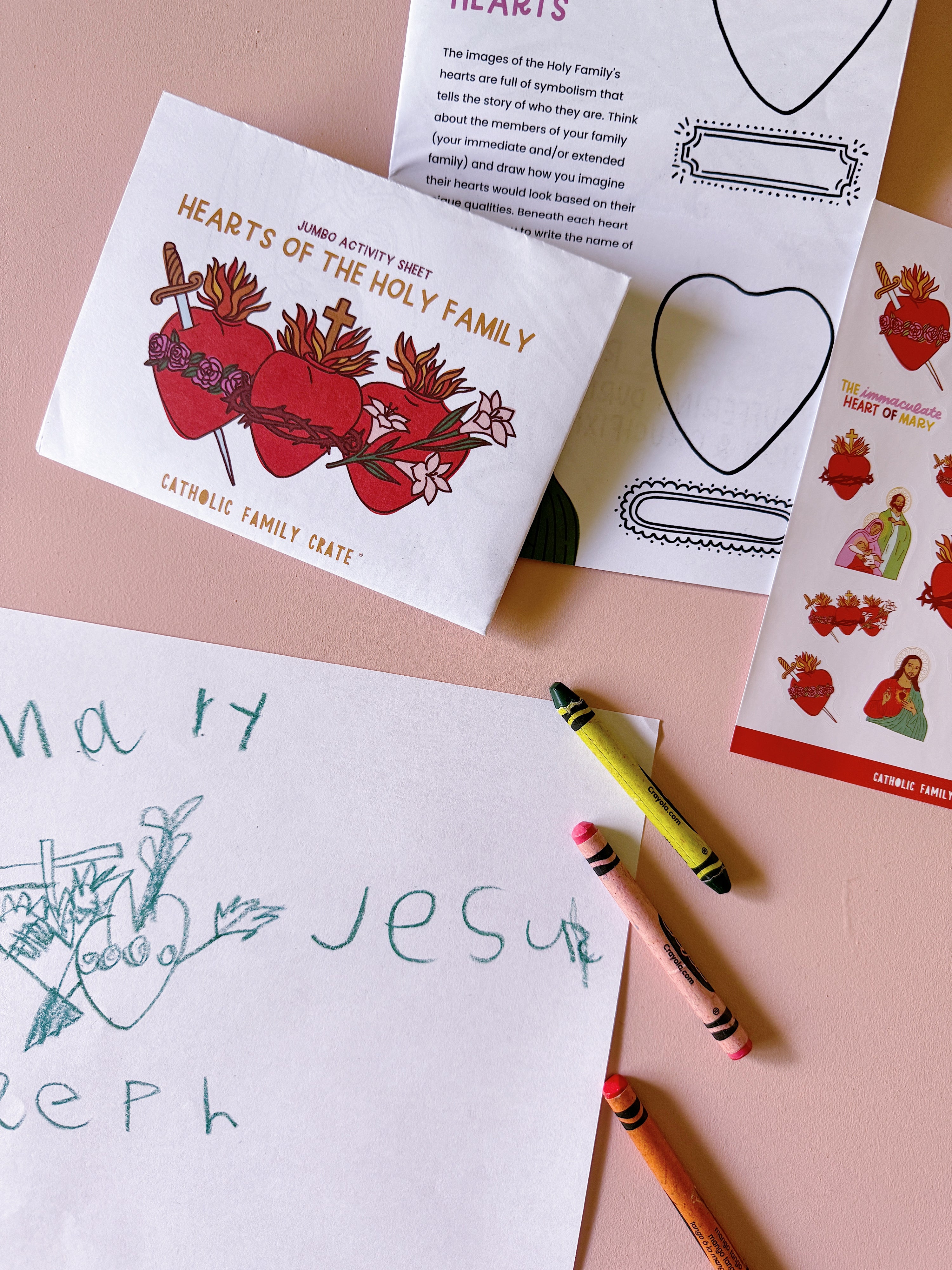 Holy Family Hearts Jumbo Activity Sheet - 3 pack – Catholic Family Crate