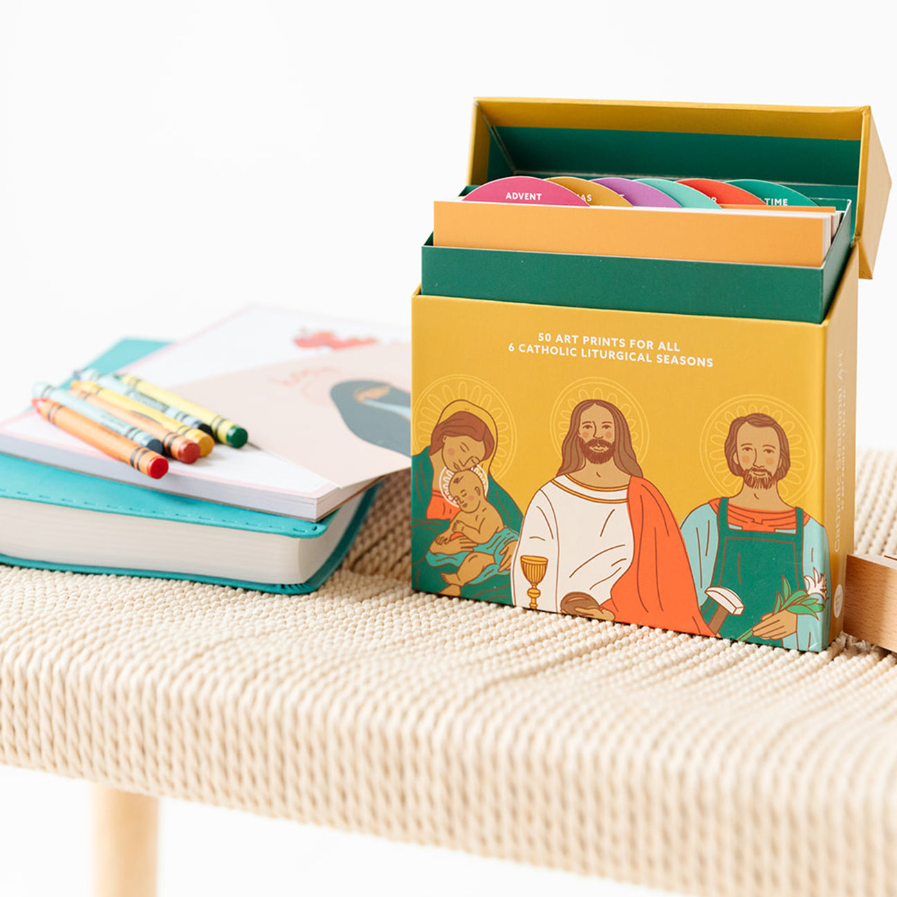Catholic Seasonal Art + Wooden Display Stand Bundle – Catholic Family Crate
