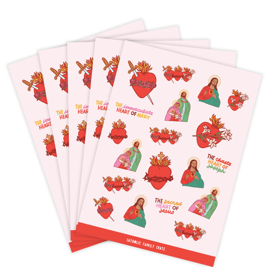 Holy Family Hearts Sticker Sheet - 5 Pack – Catholic Family Crate