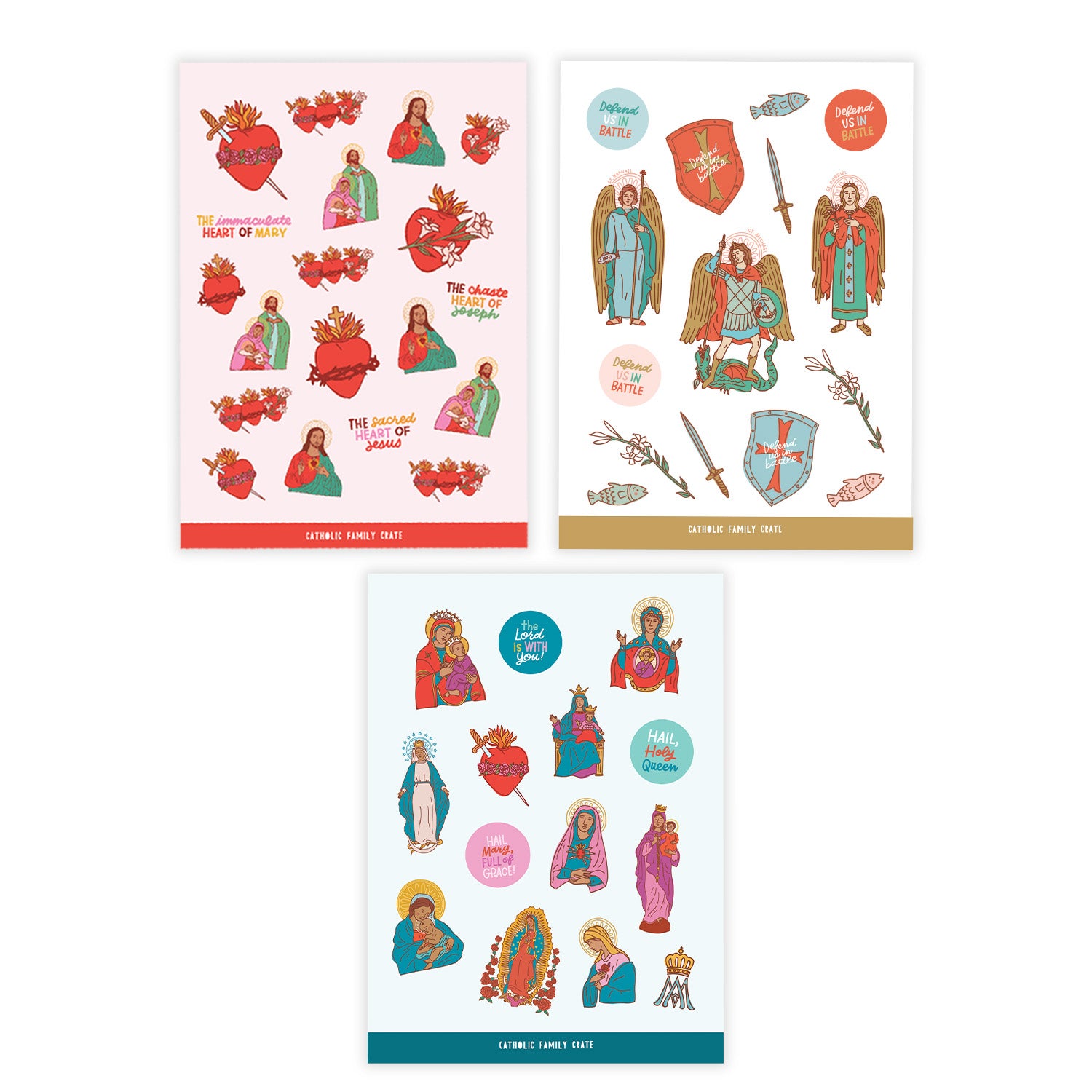 Sticker Sheets Bundle - 3 Sets (Mary, Holy Family, Archangels ...