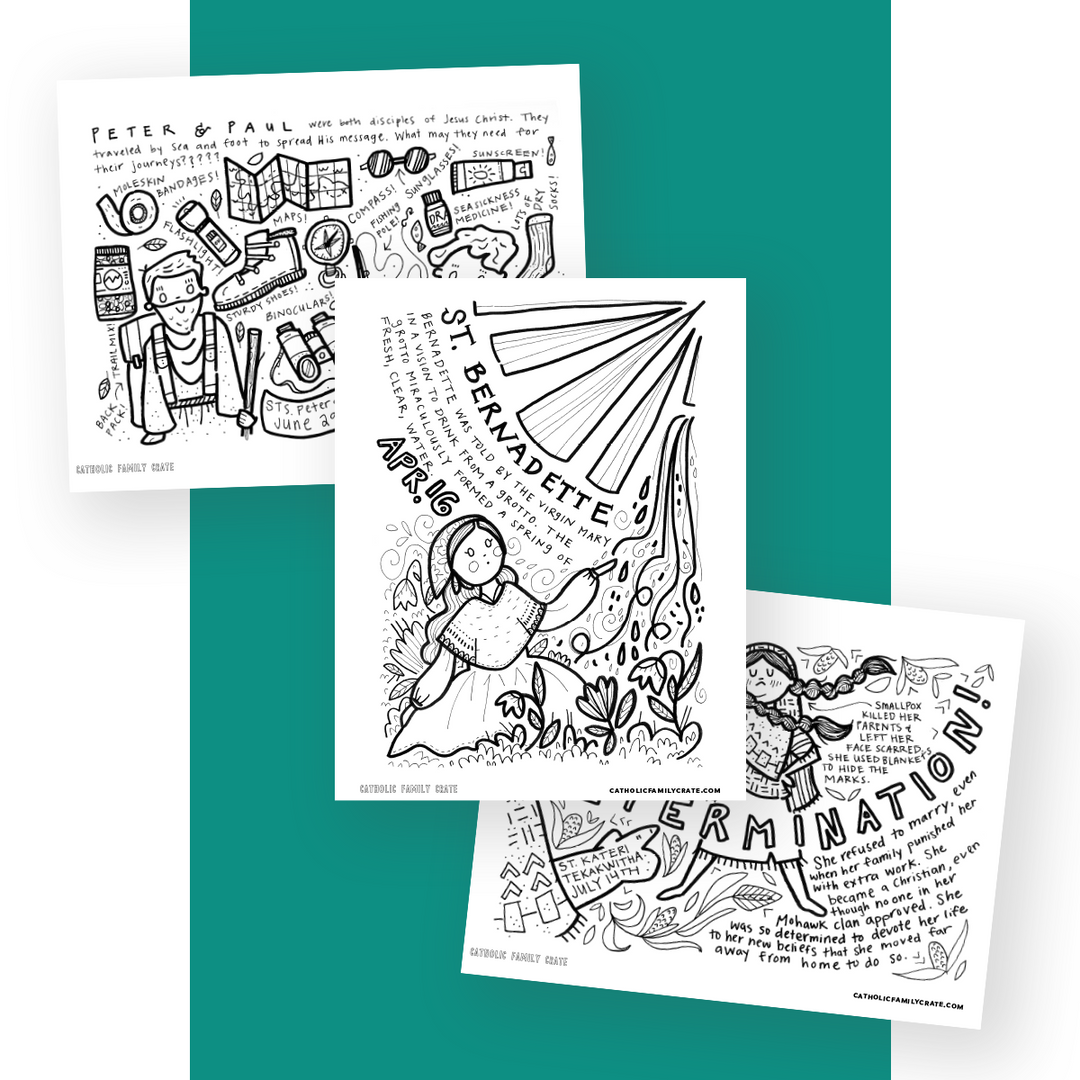 A Year with the Saints: Monthly Coloring Pages – Catholic Family Crate
