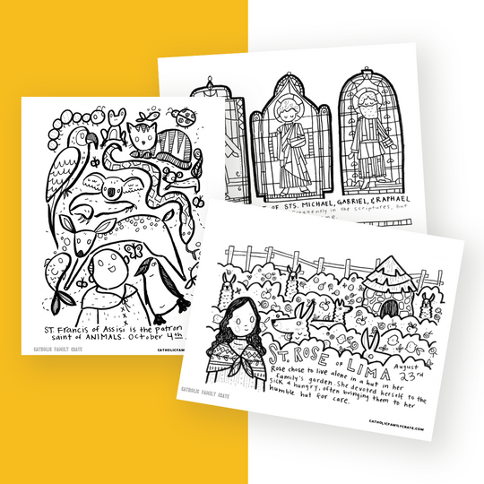 A Year with the Saints: Monthly Coloring Pages – Catholic Family Crate